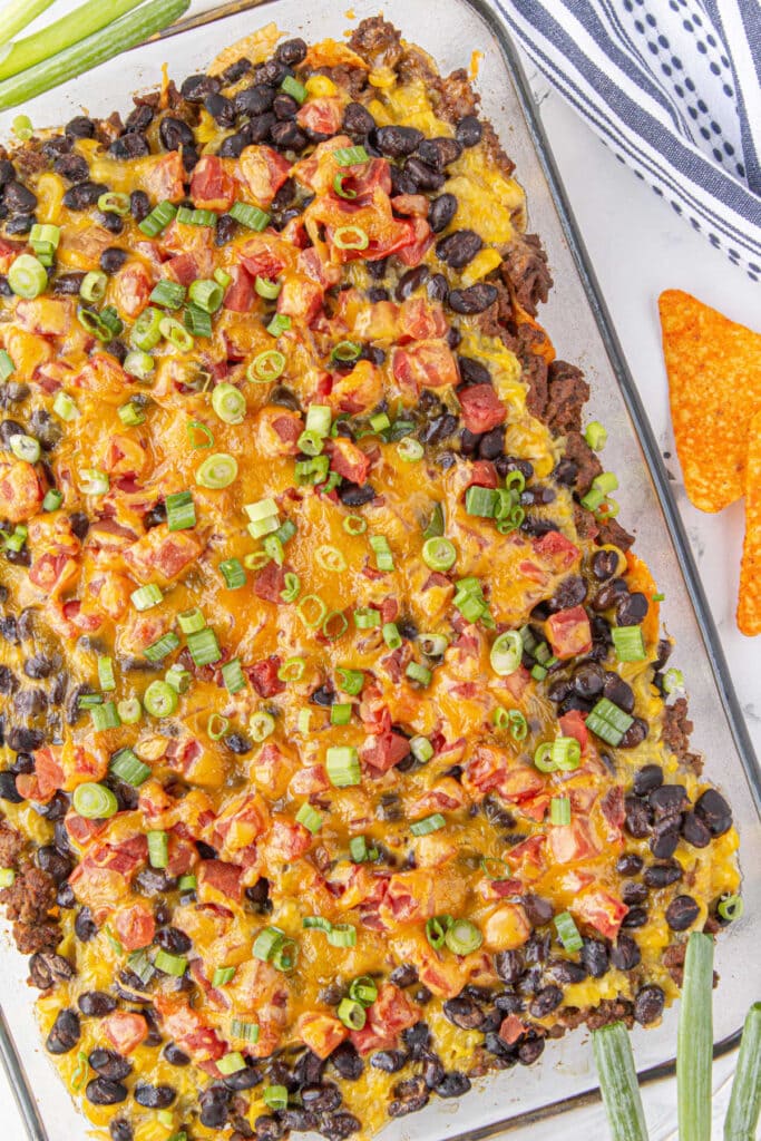 Cheesy Layered Doritos Casserole Ground Beef Recipe Restless Chipotle