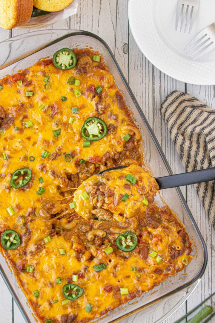 Cheesy Chili Mac Casserole (Easy 30 Minute Recipe) - Restless Chipotle