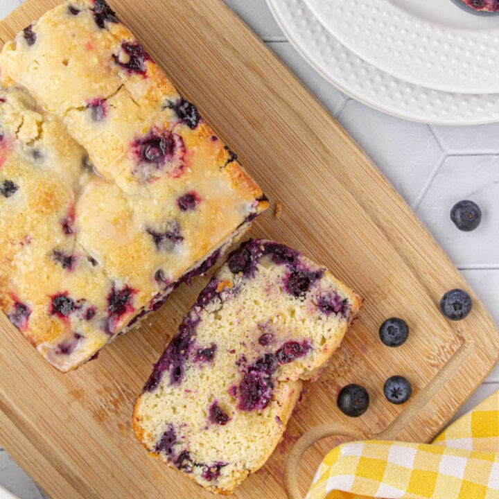 Easy Sour Cream Blueberry Bread with Lemon Glaze - Restless Chipotle