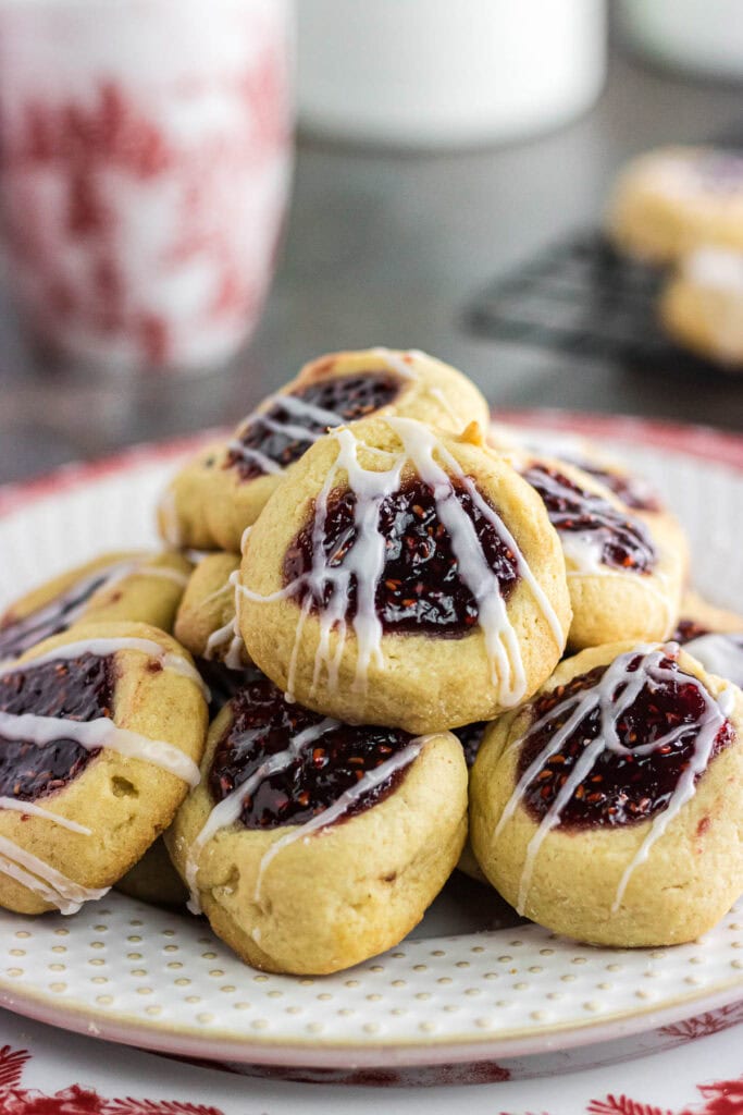 Raspberry Jam Thumbprint Cookies (Almond Shortbread) - Restless Chipotle