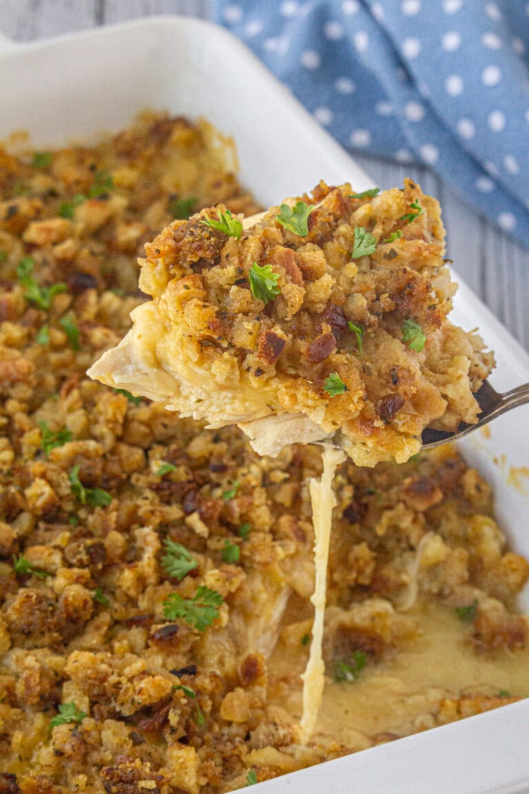 Chicken Swiss Cheese Stuffing Casserole Easy Comfort Bake - Restless ...