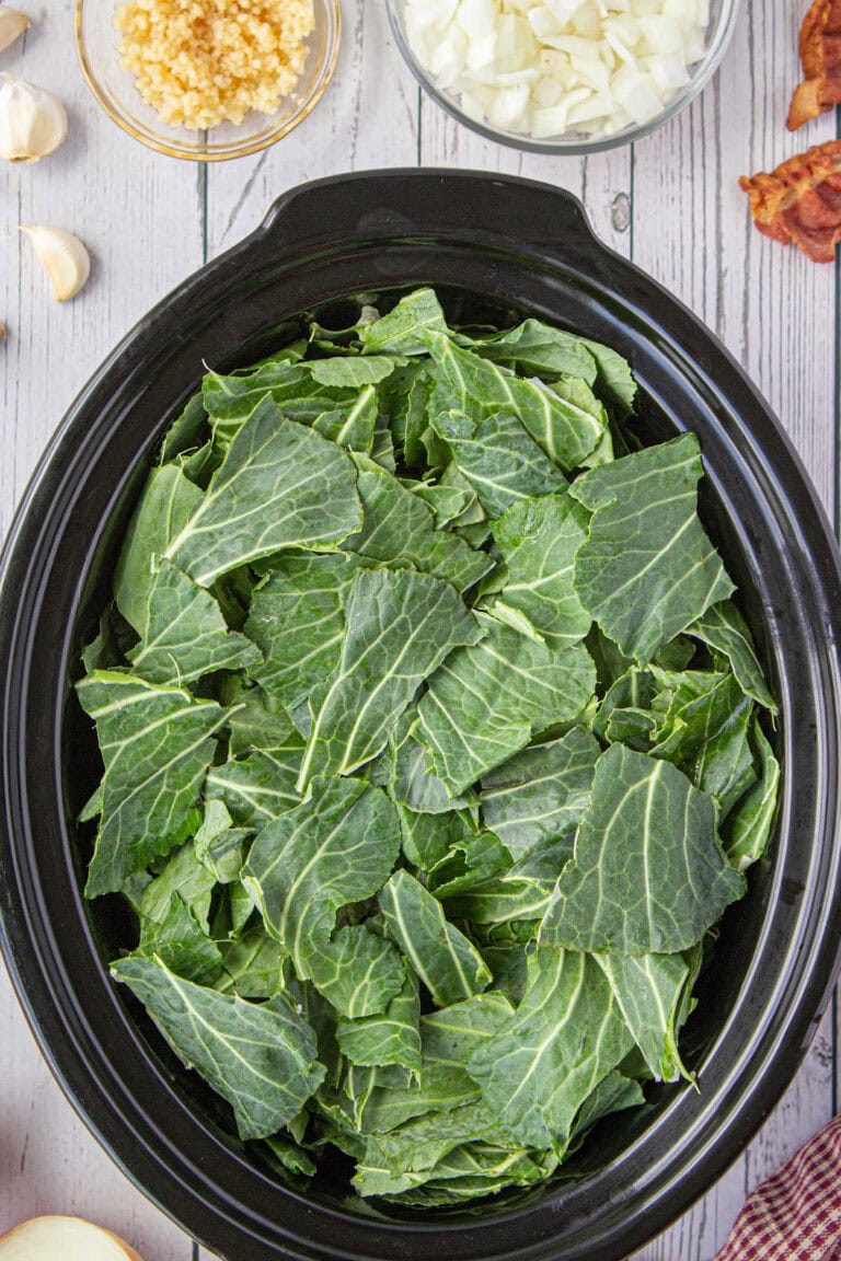 Slow Cooker Collard Greens with Bacon - Restless Chipotle