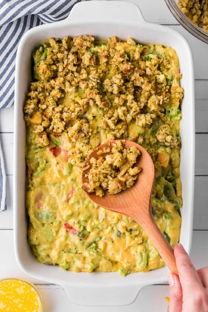 Cheesy Broccoli Stuffing Casserole Side Dish Recipe - Restless Chipotle