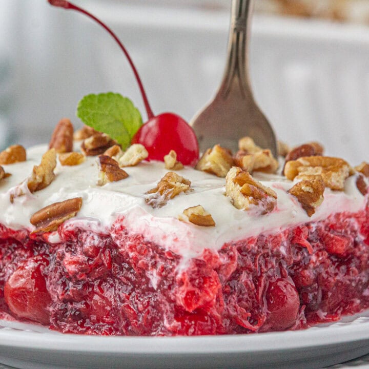 Vintage Cherry Jello Salad (Cream Cheese Layered Dessert) - Restless Chipotle